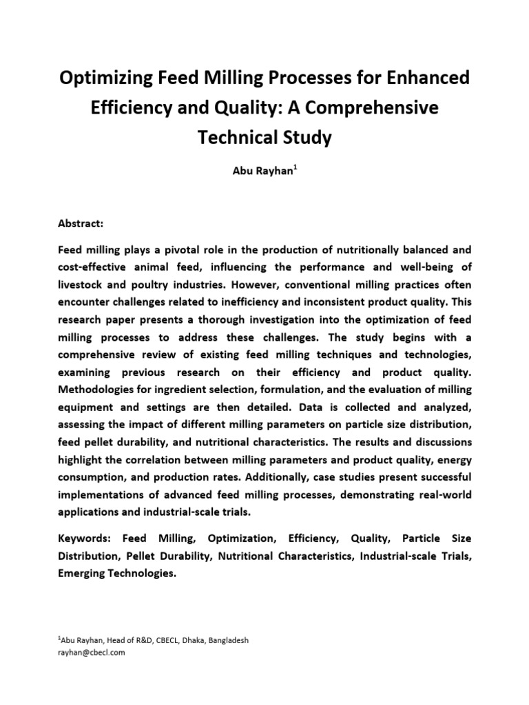 Optimizing Feed Milling Processes For Enhanced Efficiency and Quality | PDF | Mill (Grinding ...