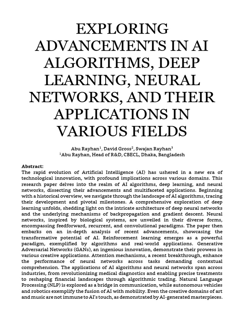 Exploring Advancements In Ai Algorithms Deep Learning Neural Networks 8032