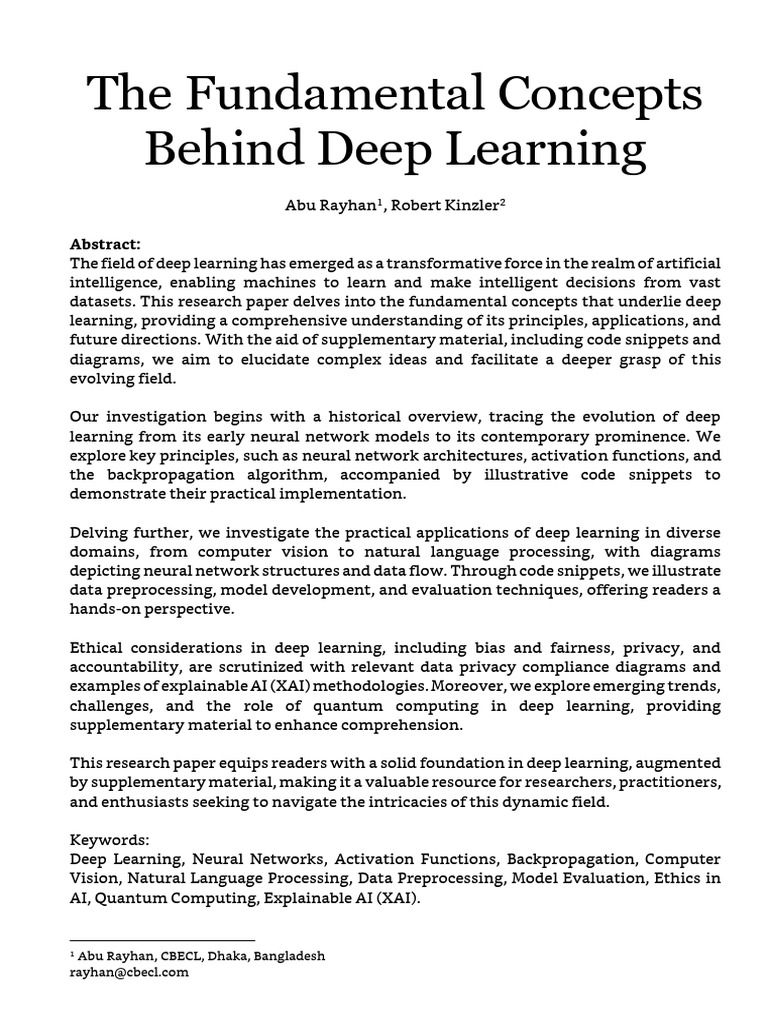 The Fundamental Concepts Behind Deep Learning | PDF | Deep Learning | Artificial Neural Network
