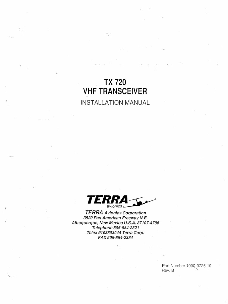 TX720 Installation Manual | PDF