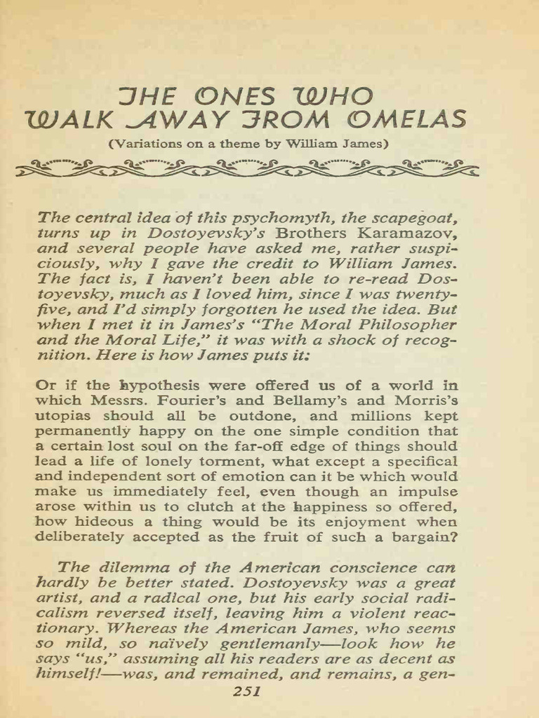The Ones Who Walk Away From Omelas - Le Guin | PDF | Poetry | General ...