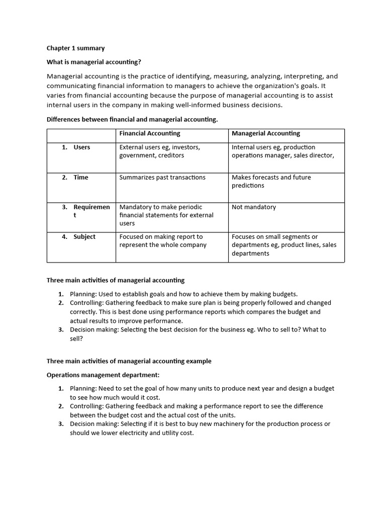 Managerial Accounting Overview and Concepts | PDF | Lean Manufacturing ...