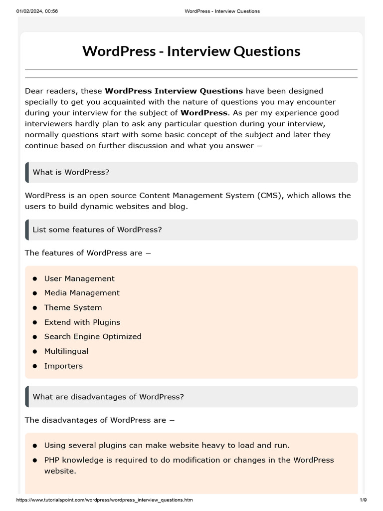 WordPress - Interview Questions | PDF | Word Press | Websites
