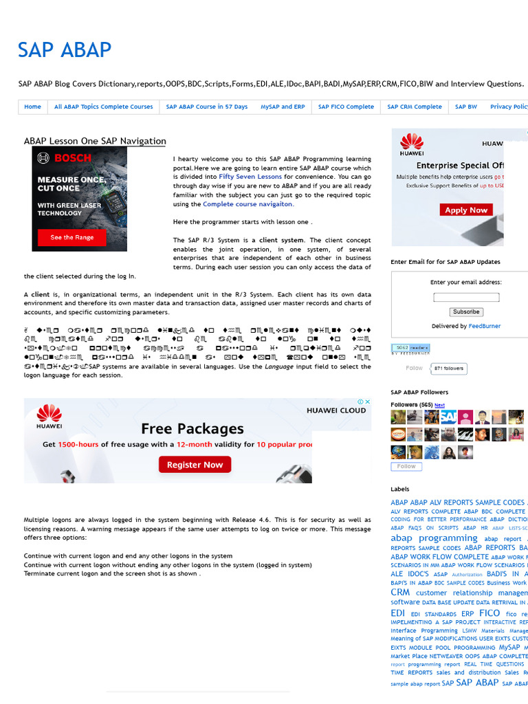 01-ABAP Lesson One SAP Navigation - SAP ABAP | PDF