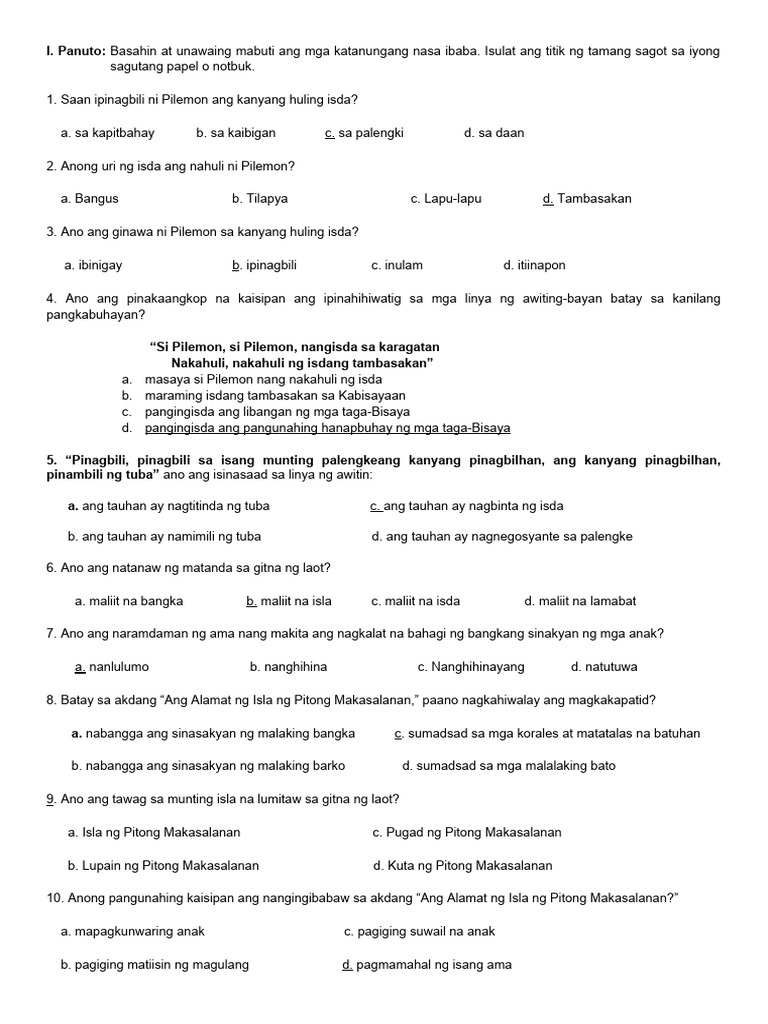 Fil 7 q2 Review | PDF