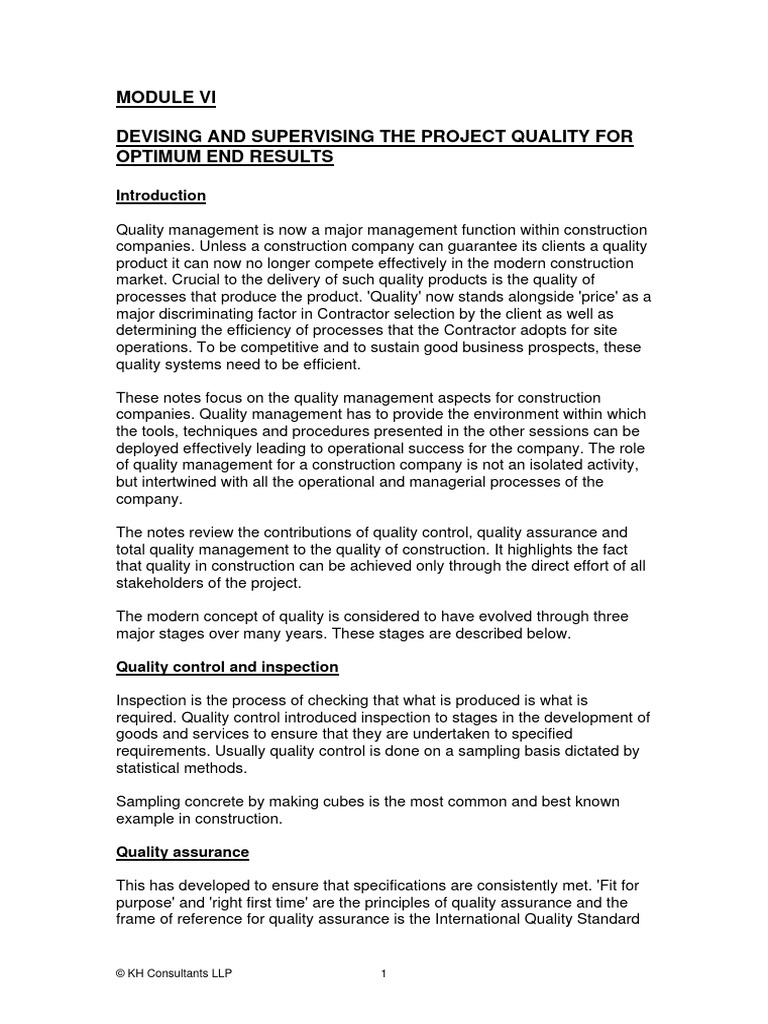11 Module VI Notes | PDF | Quality Assurance | Quality Management