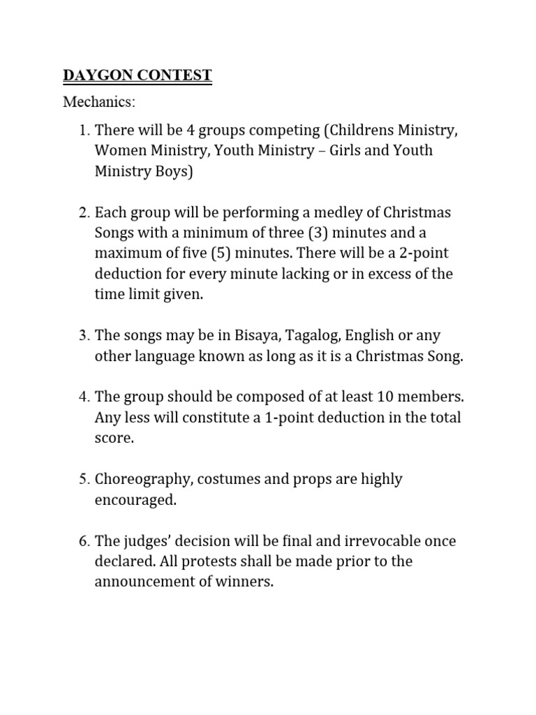 Daygon-Contest Criteria | PDF