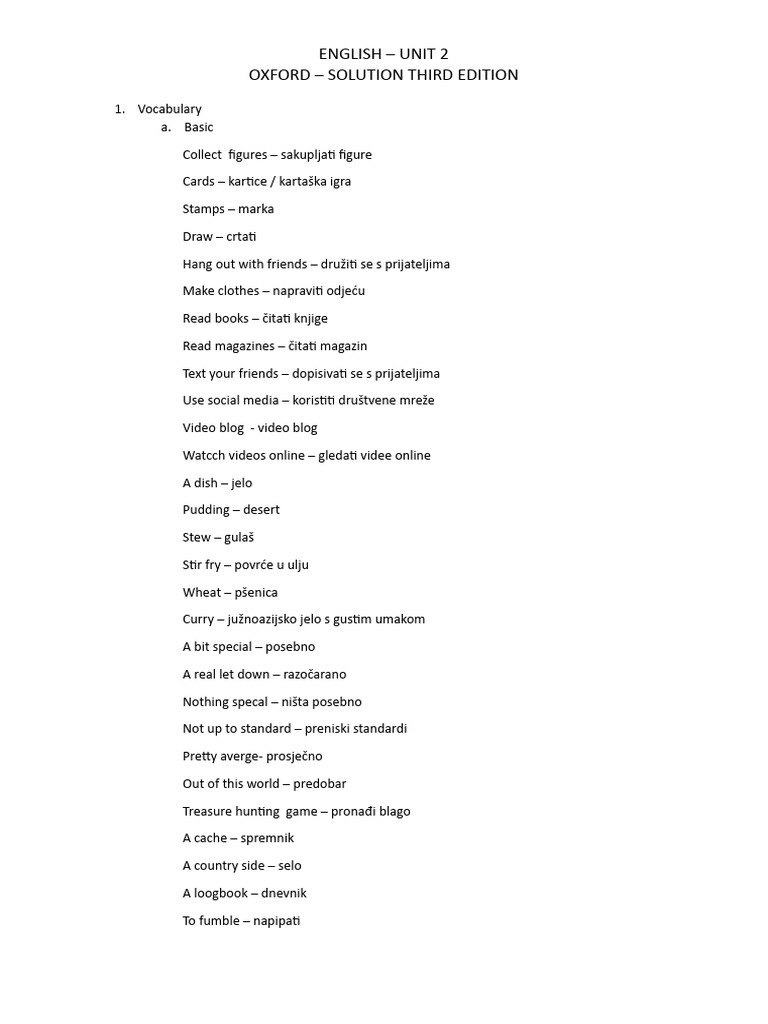 Ponavljanje Za Unit 2 | PDF