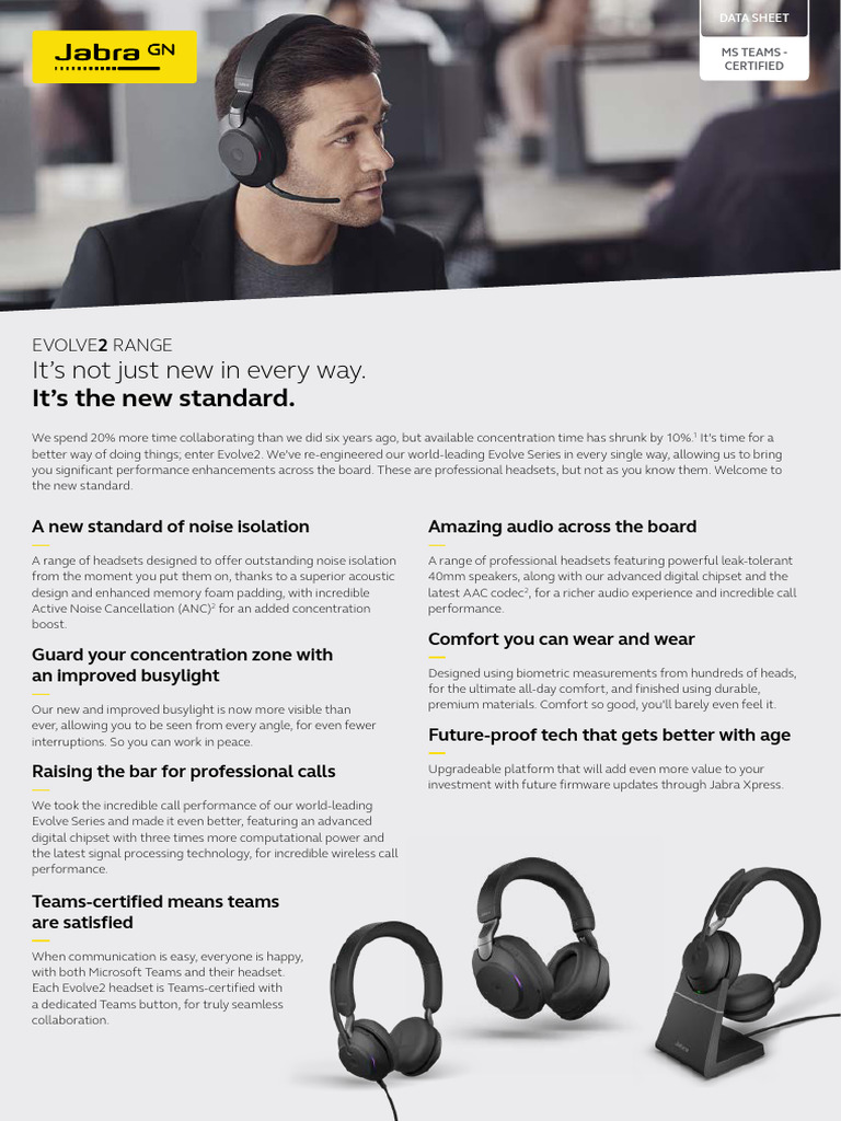 EN Jabra Evolve2 55 Data Sheet A4 WEB 150323 | PDF | Computing | Computer Hardware