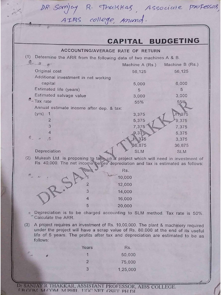 Unit 3 Capital Budgeting DR Sanjay 2 | PDF