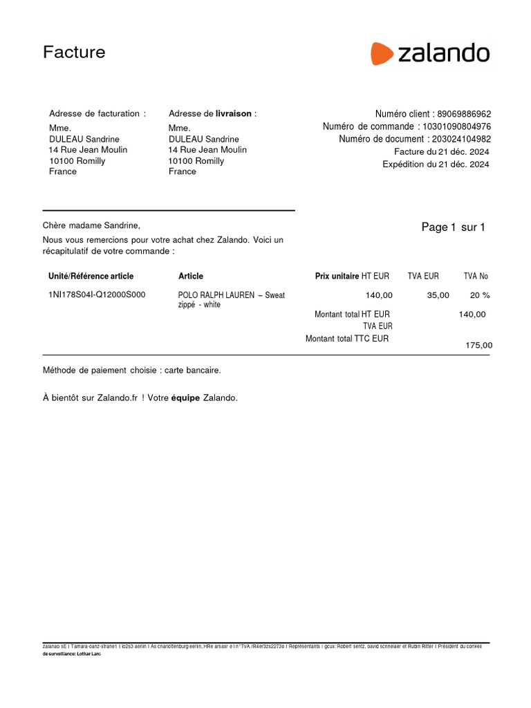 Facture Polo Ralph | PDF | Facture | Taxe sur la valeur ajoutée