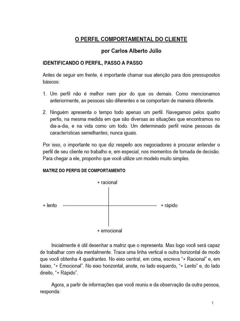 Livro o Perfil Comportamental Do Cliente | PDF | Carl Jung | Psicologia