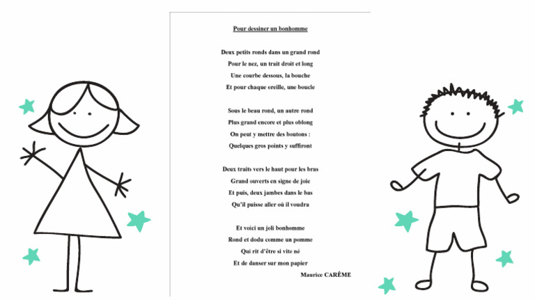 Pour Dessiner Un Bonhomme Maurice Carême | PDF