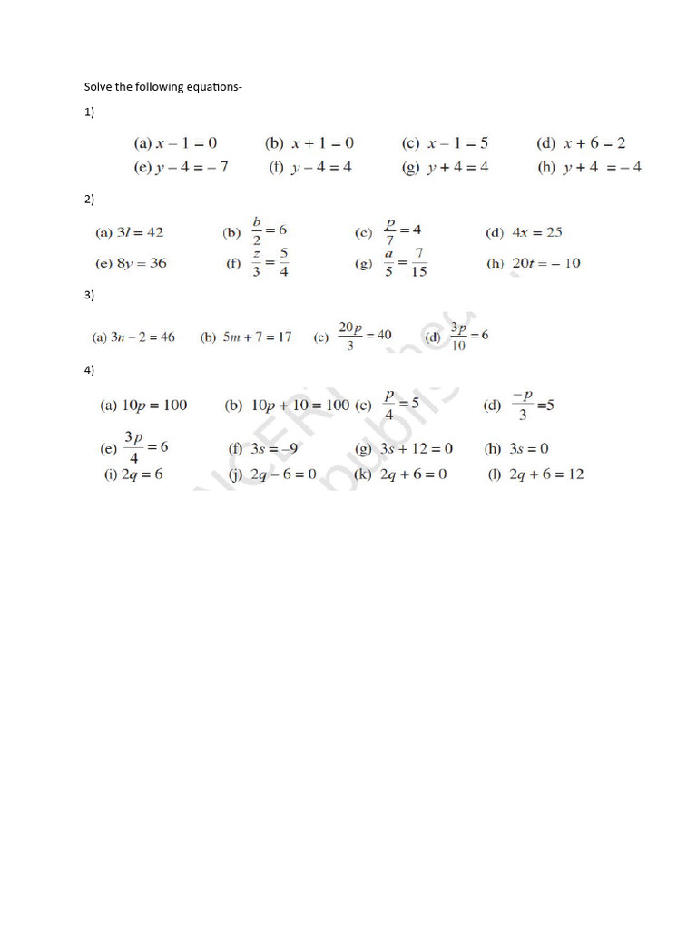 Equation WS1 | PDF | Teaching Methods & Materials