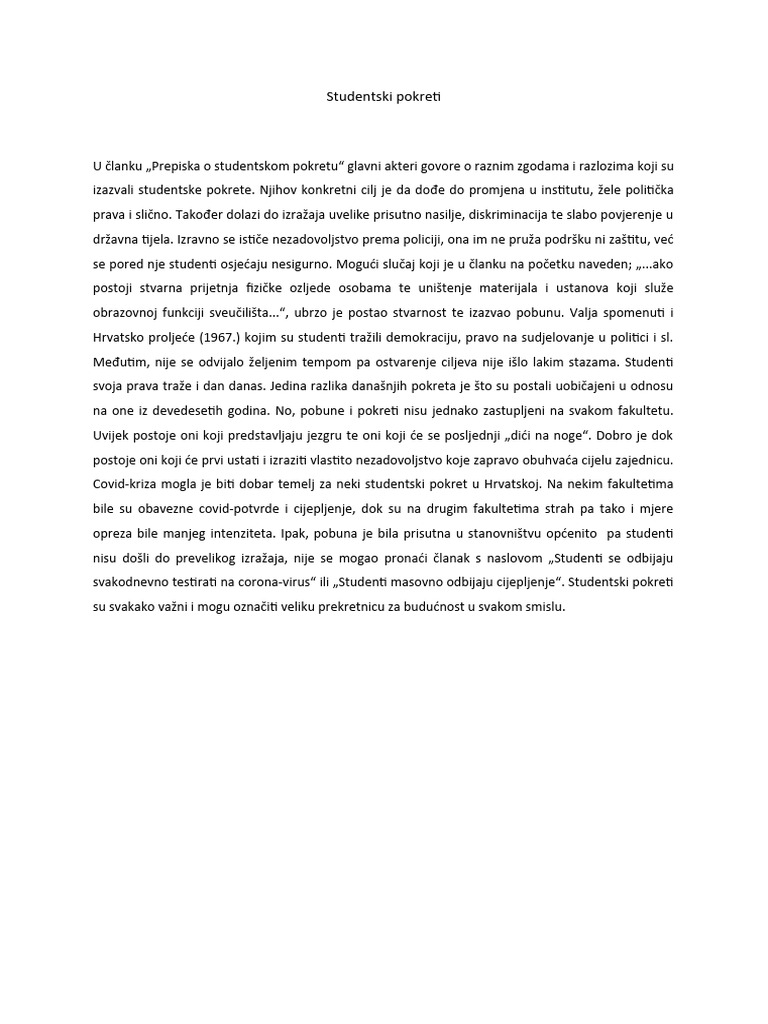 Pelikan, Studentski Pokreti | PDF