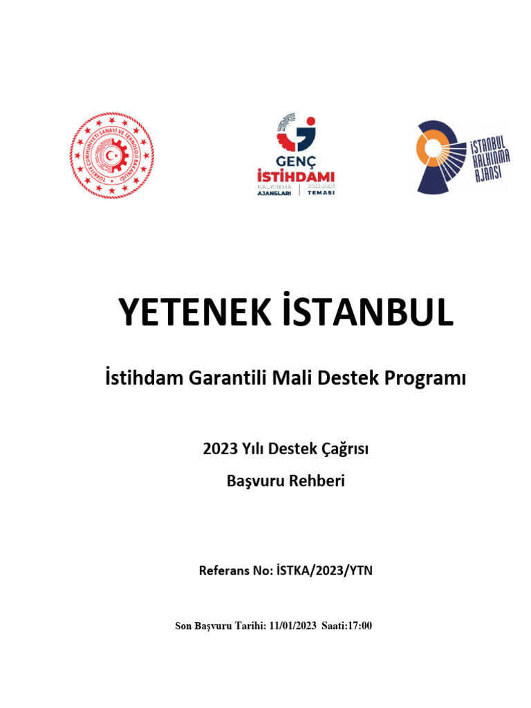 Yetenek İstanbul Mali Destek Programı Başvuru Rehberi | PDF