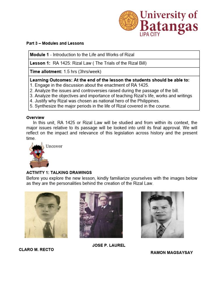 Rizal Law: A Study for Students | PDF