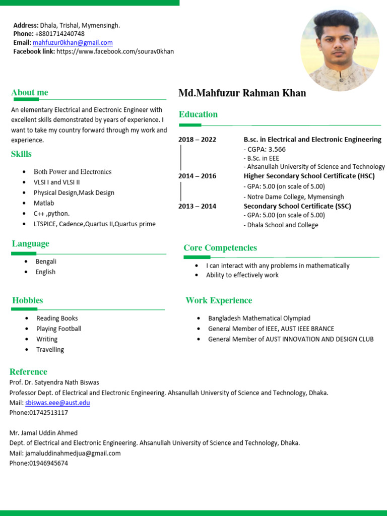 0 - MD - Mahfuzur Rahman Khan's CV1 - Word | PDF | Engineering
