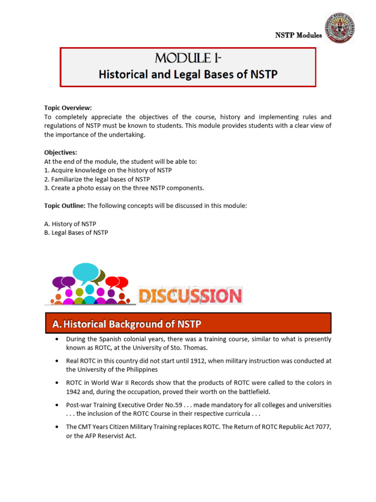 MODULE 1 Historical and Legal Basis NSTP | PDF | Business
