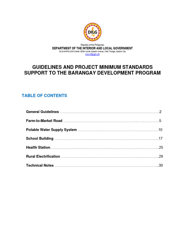 PROJECT MINIMUM STANDARDS-SBDP (2) | PDF | Road | Window