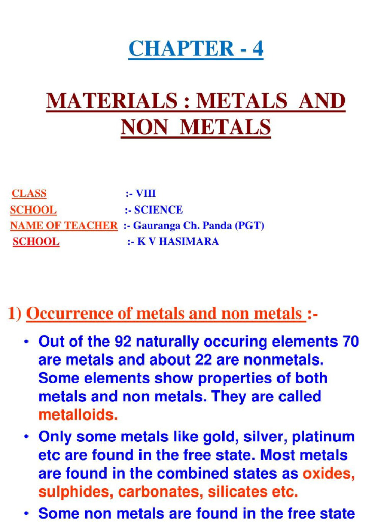 Metals and Non Metals | PDF