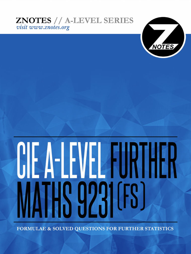 CIE A-Level Further Maths Notes | PDF | Variance | Expected Value