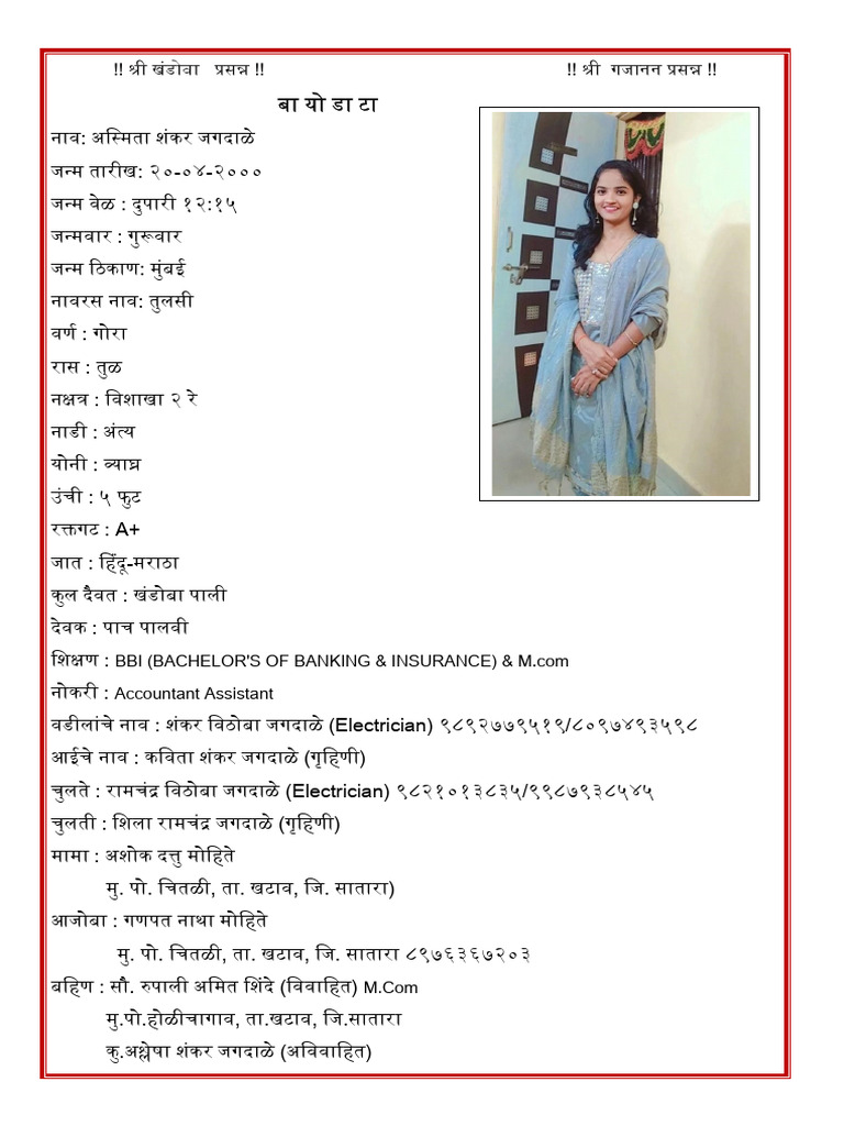 Asmita Biodata. | PDF