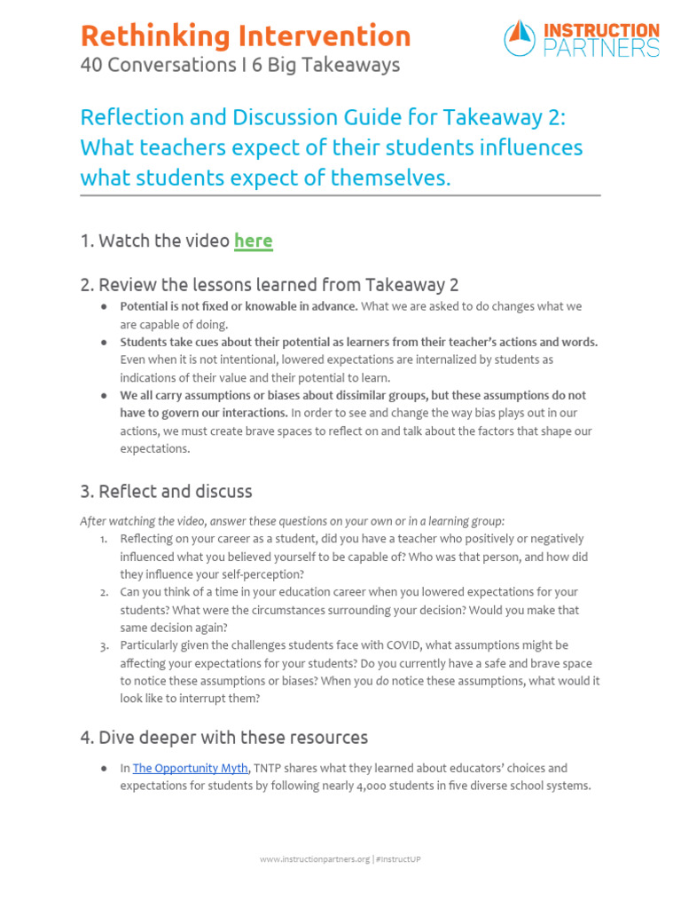 Takeaway 2 Reflection and Discussion Guide | PDF | Learning | Bias