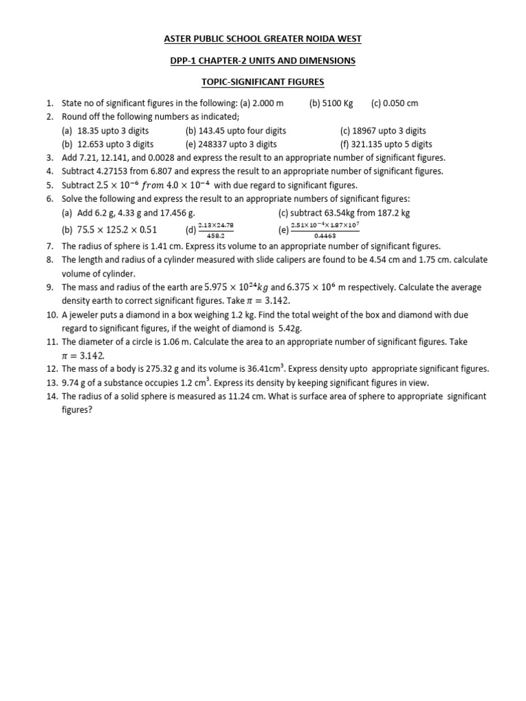 Significant Figures Practice Problems | PDF