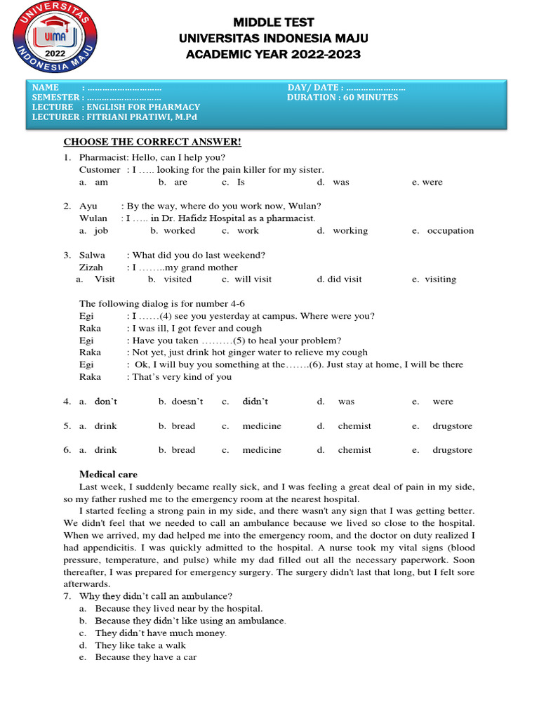 Pharmacy Uts 2022 Pdf