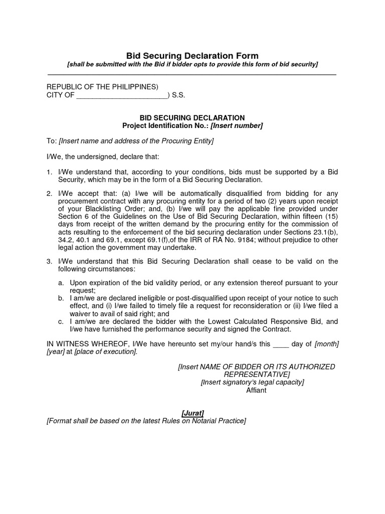 Bidding Forms | PDF | Affidavit | Signature