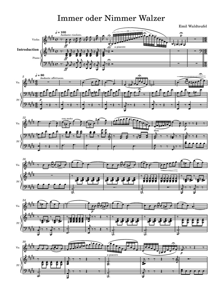 Immer Oder Nimmer Walzer | PDF | Musical Compositions | Musical Notation