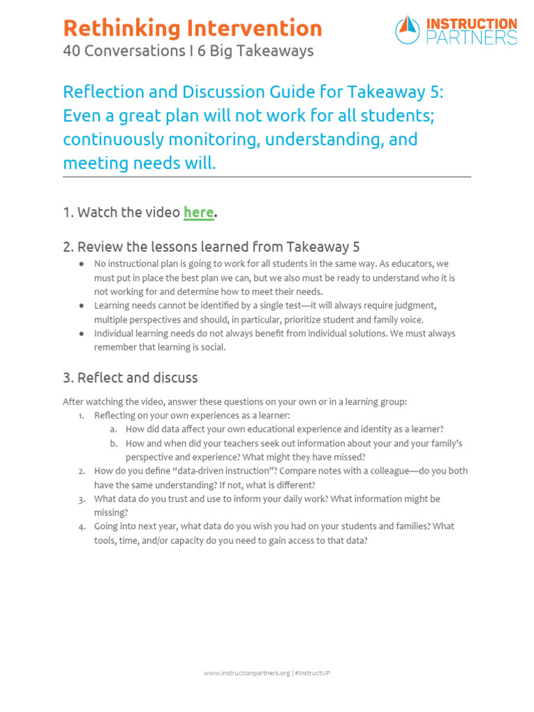 Takeaway 5 Reflection and Discussion Guide | Download Free PDF ...