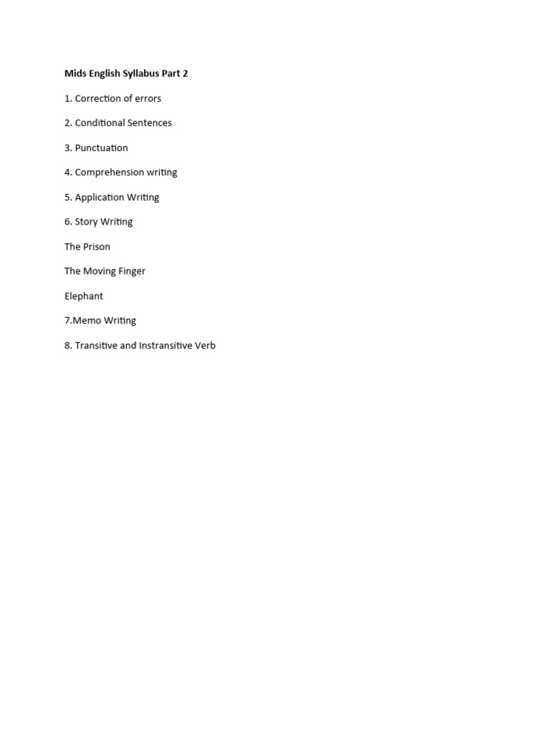 Mids English Syllabus Topics | PDF