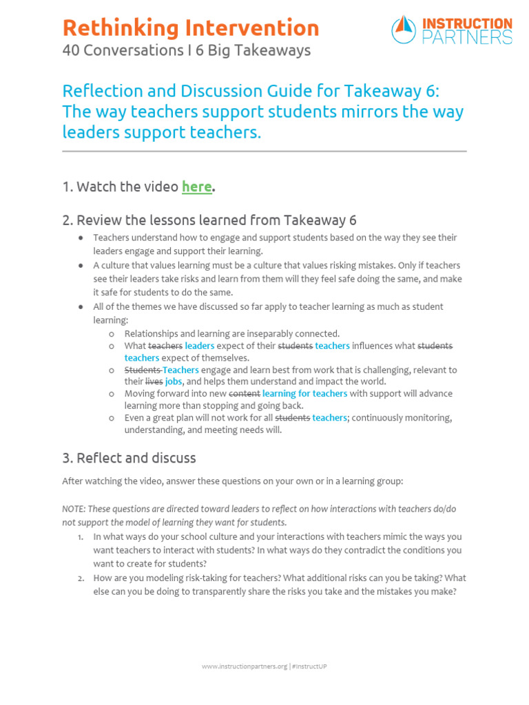 Takeaway 6 Reflection and Discussion Guide | PDF
