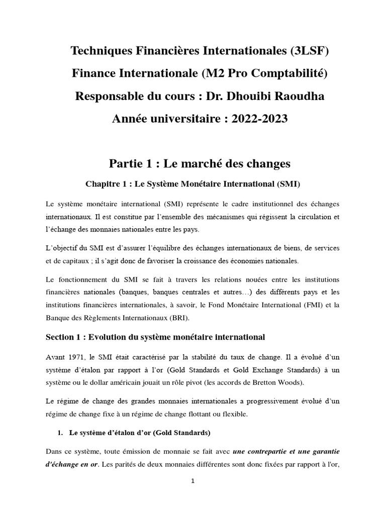 Finance Internationale DHOUIBI Raoudha 1 | PDF
