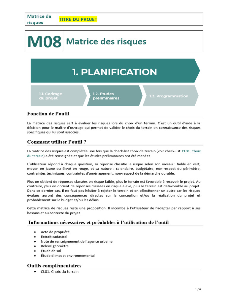 M08. Matrice Des Risques | PDF | Risque | Assainissement