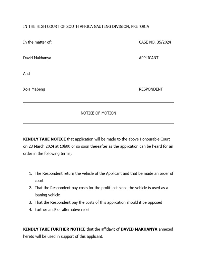 David Makhanya Founding Affidavit | PDF