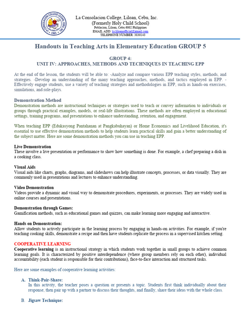 EPP Teaching Methods and Strategies Guide | PDF | Wellness