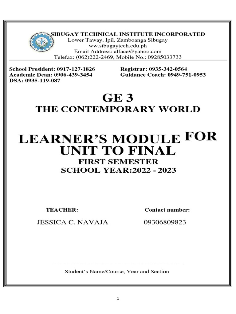 The Contemporary World Module | PDF