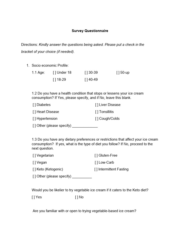 Questionnaire - Adaptability, Acceptability, and Saleability of ...