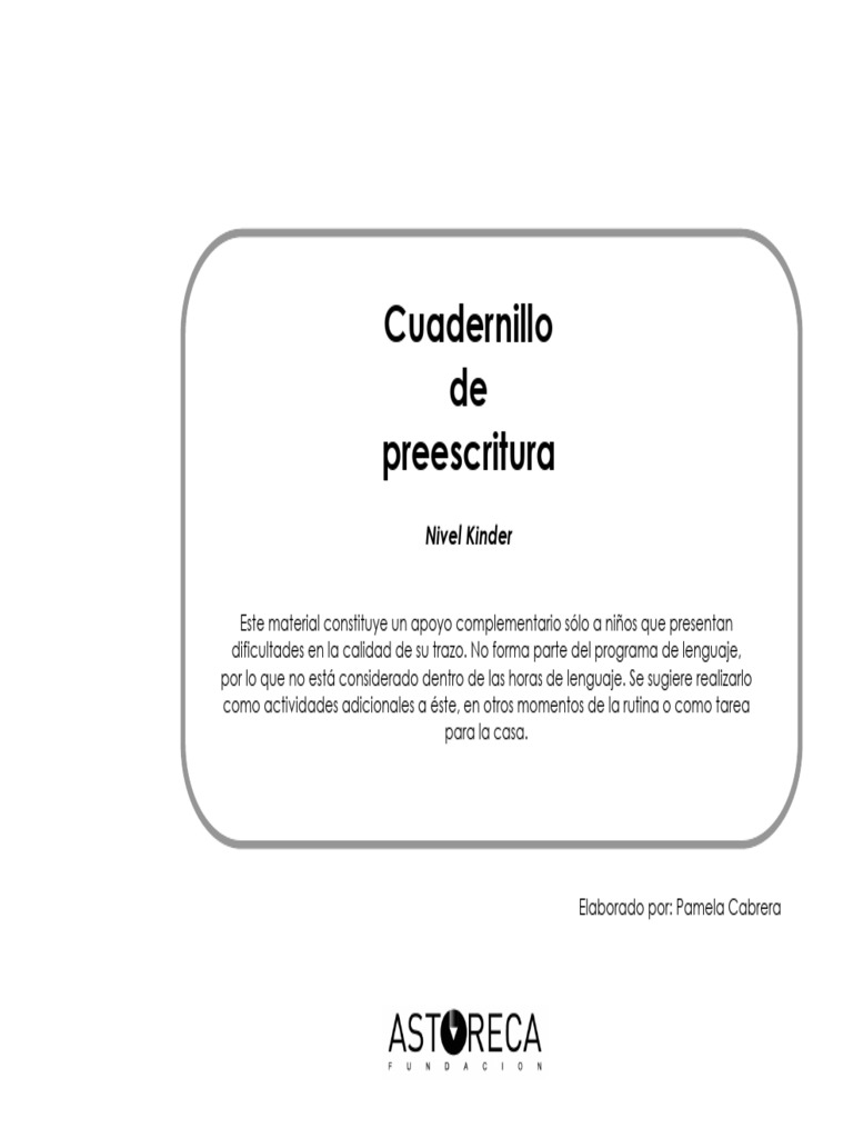 Cuadernillo Escritura Kinder | PDF | Lápiz