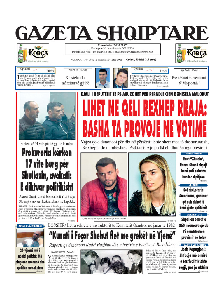 Gazeta Shqiptare e Mërkurë 3 Tetor 2018 | PDF