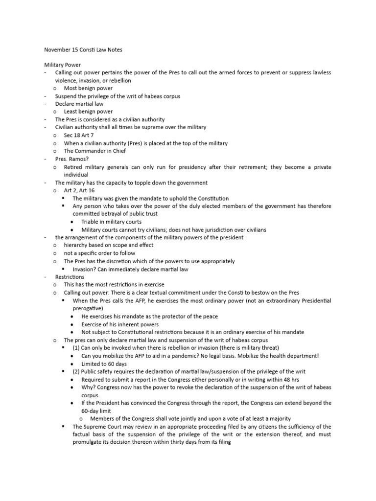 November 15 Consti Law Notes | PDF | Presidents Of The United States ...
