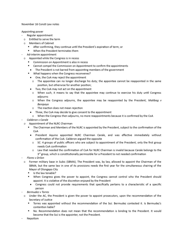 November 16 Consti Law Notes | PDF | Pardon | Presidents Of The United ...