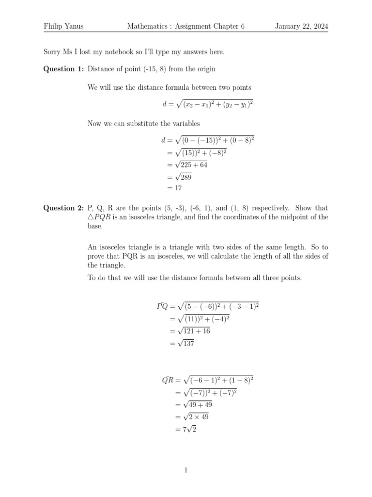 Math_Assignment_Chapter_6_Year_2 | PDF