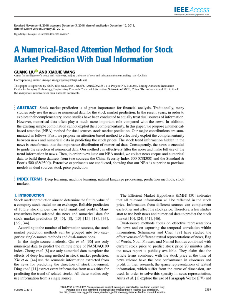 A Numerical-Based Attention Method For Stock Market Prediction With ... A Numerical-Based Attention Method For Stock Market Prediction With ...