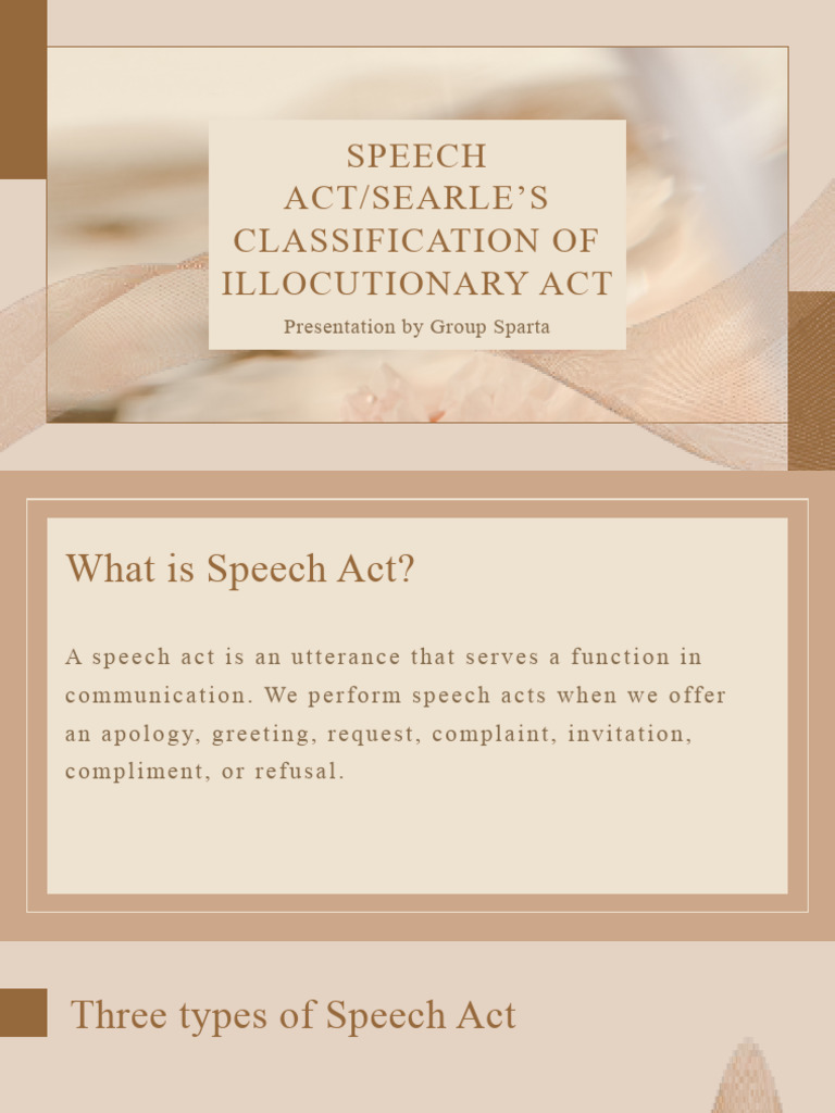 Speech Actsearles Classification of Illocutionary Act | PDF | Communication | Linguistics