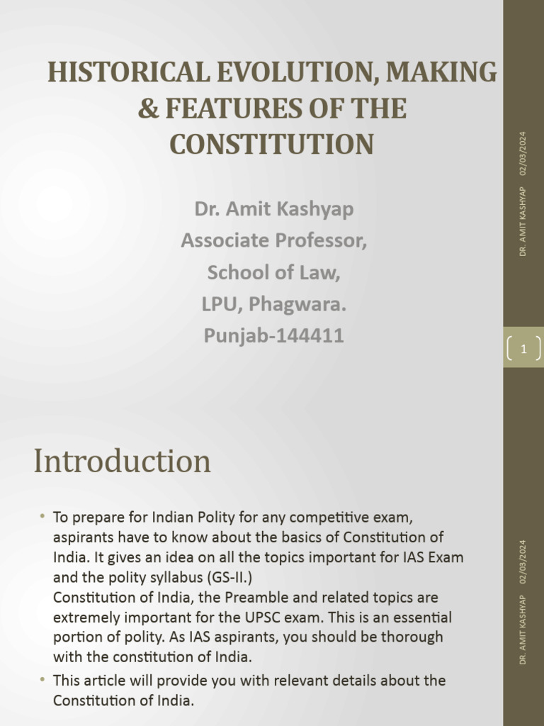 Historical Evolution - Making Features of The Indian Constitution | PDF ...