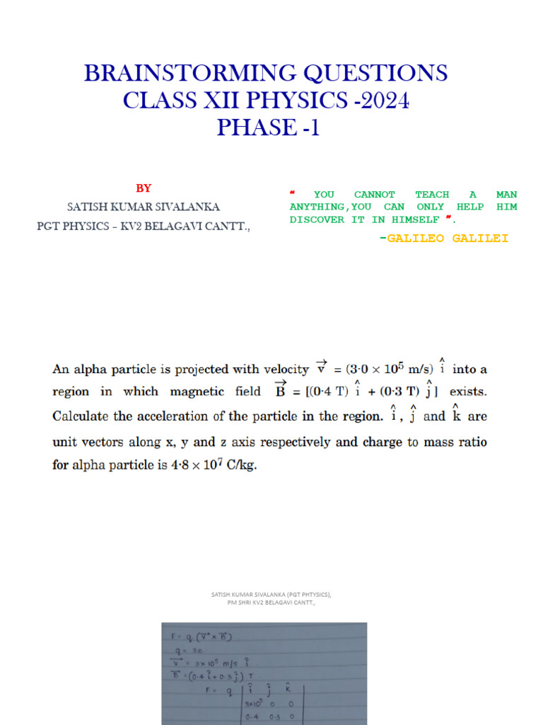 Brainstorming Questions - Physics-Xii-Phase-1 | PDF